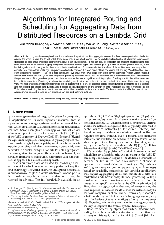 Pdf Algorithms For Integrated Routing And Scheduling For Aggregating Data From Distributed
