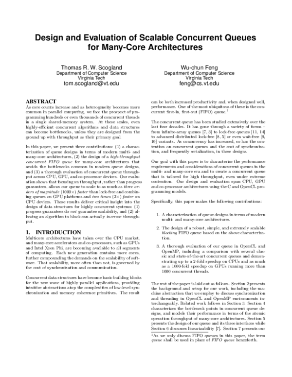 (PDF) High-Throughput Queues for Many-Core Systems