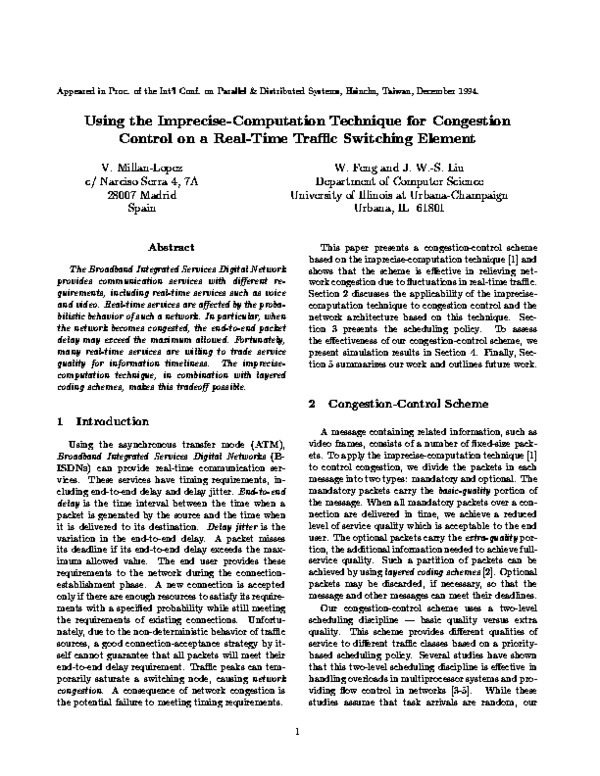 (PDF) Using the imprecise-computation technique for congestion control on a real-time traffic ...