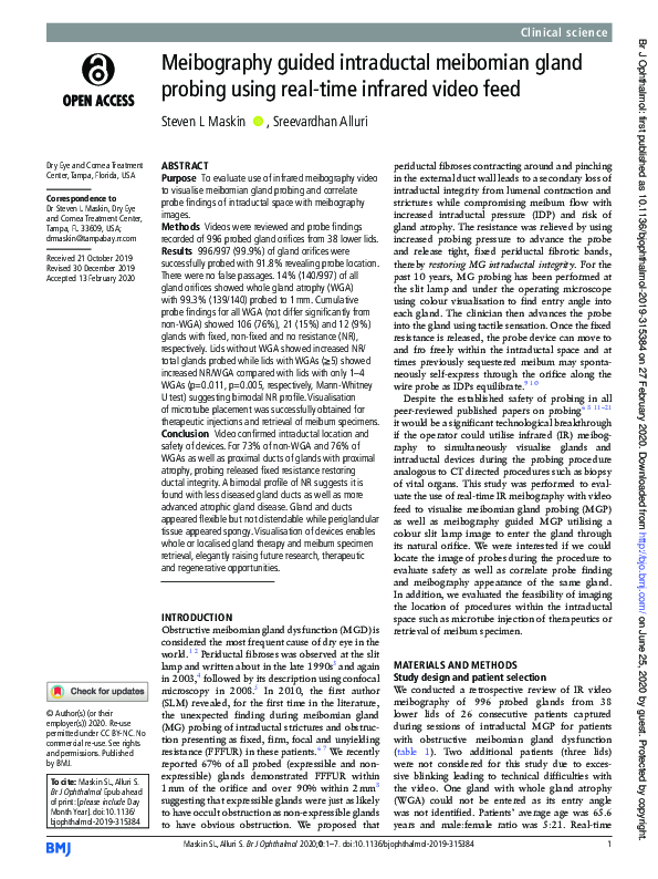 (PDF) Meibography guided intraductal meibomian gland probing using real ...