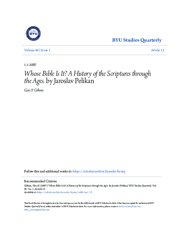 (PDF) Whose Bible is it?: a history of the scriptures through the ages