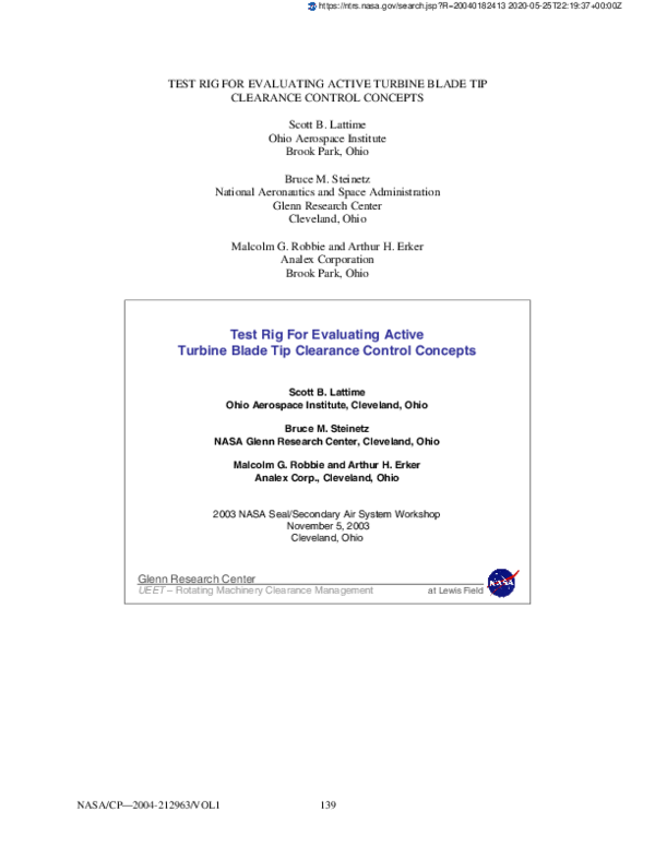 (PDF) Test Rig for Evaluating Active Turbine Blade Tip Clearance ...