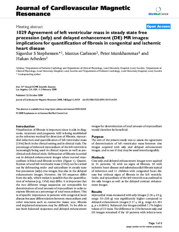 (PDF) 1029 Agreement of left ventricular mass in steady state free ...