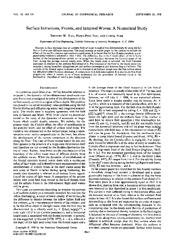 (PDF) Surface intrusions, fronts, and internal waves: A numerical study