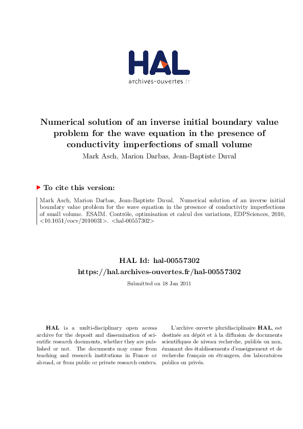 (PDF) Numerical solution of an inverse initial boundary-value problem for the full time ...