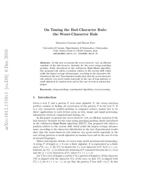 (PDF) On Tuning the Bad-Character Rule: the Worst-Character Rule ...