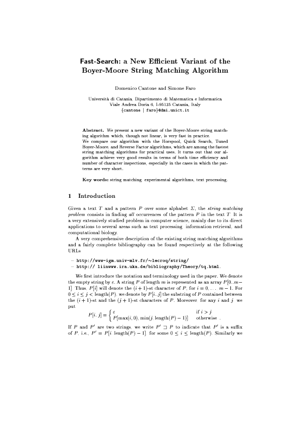 (PDF) Fast-Search: A New Efficient Variant of the Boyer-Moore String ...
