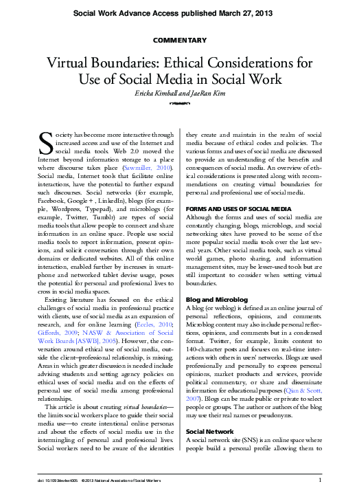 (PDF) Virtual Boundaries: Ethical Considerations for Use of Social ...