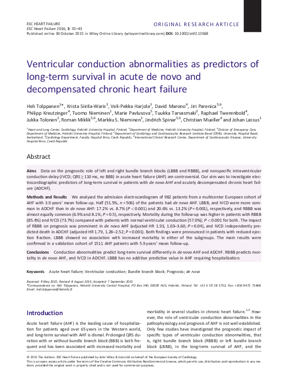 (PDF) Ventricular conduction abnormalities as predictors of long-term ...