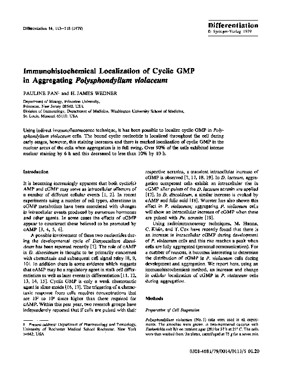 (PDF) Immunohistochemical Localization of Cyclic GMP in Aggregating ...