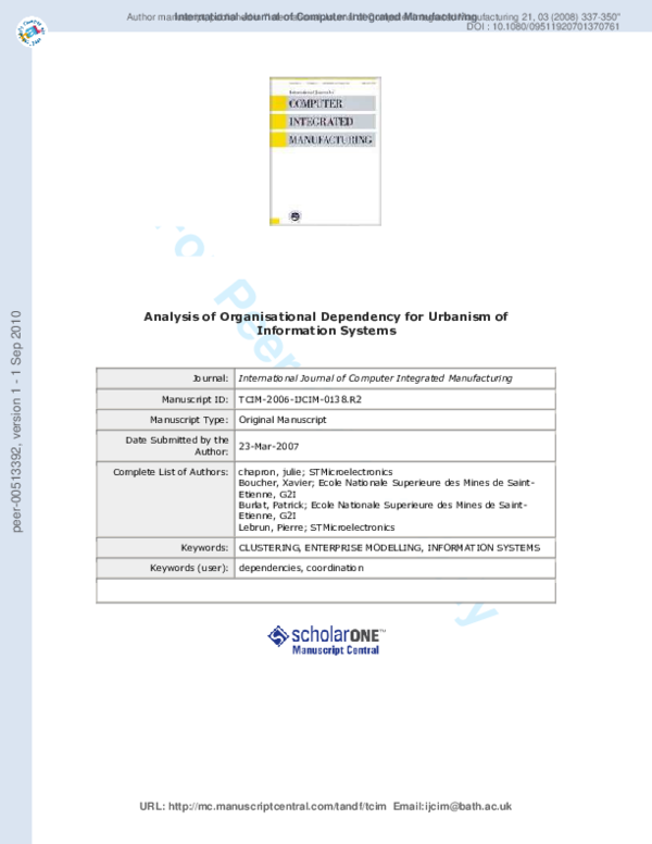 (PDF) Analysis of organizational dependency for urbanism of information ...