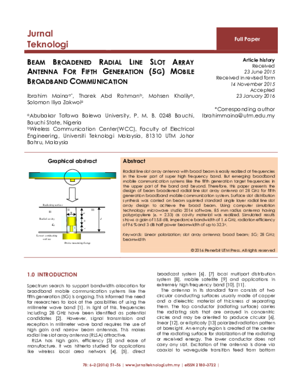 (PDF) Beam Broadened Radial Line Slot Array Antenna for Fifth ...