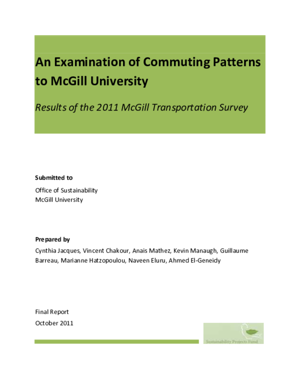 (PDF) An Examination of Commuting Patterns to McGill University