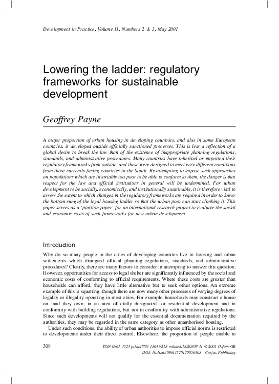 (PDF) Lowering the ladder: Regulatory frameworks for sustainable ...