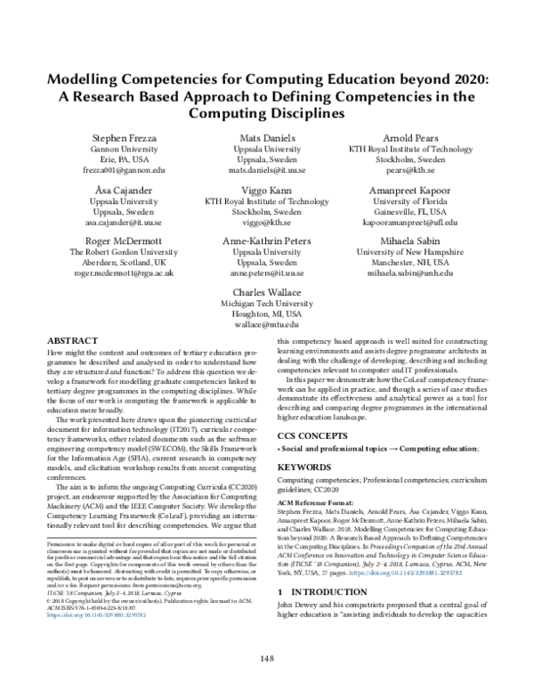 (PDF) Modelling competencies for computing education beyond 2020: a ...