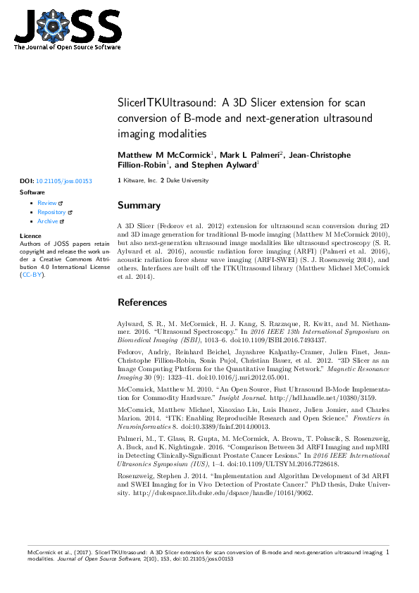 (PDF) SlicerITKUltrasound: A 3D Slicer extension for scan conversion of ...