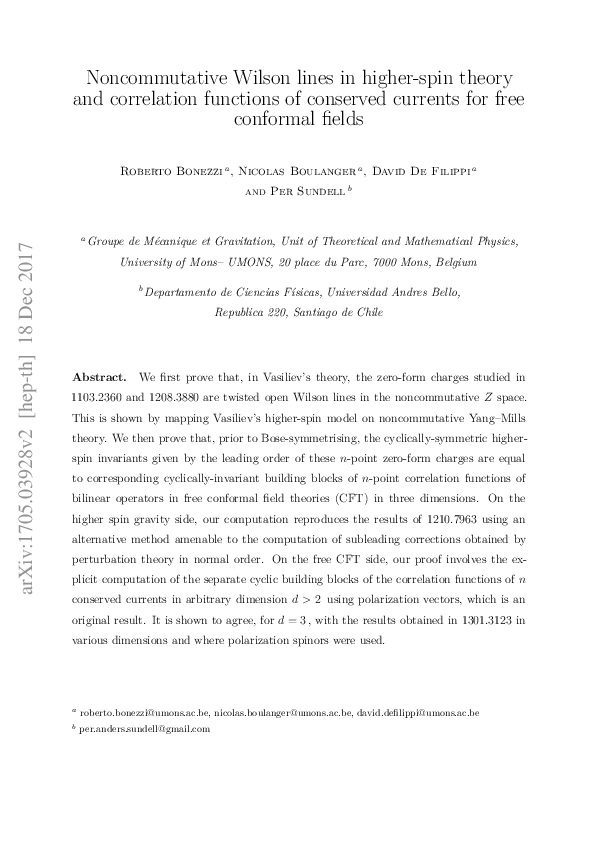 Pdf Noncommutative Wilson Lines In Higher Spin Theory And Correlation