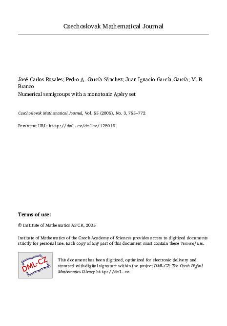 (PDF) Numerical Semigroups with a Monotonic Apery Set