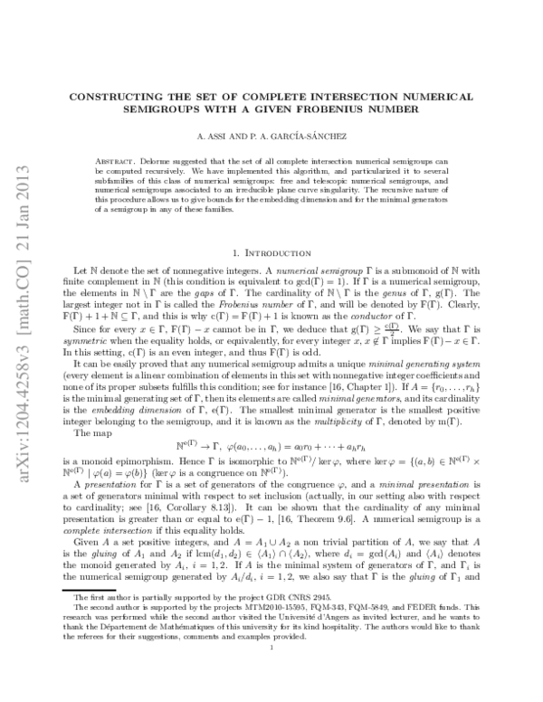Pdf Constructing The Set Of Complete Intersection Numerical