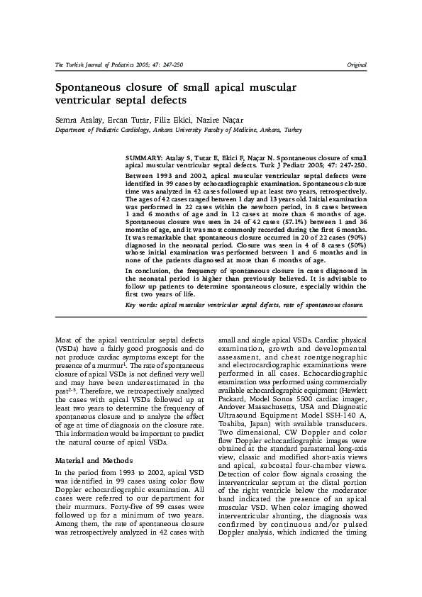 (PDF) Spontaneous closure of small apical muscular ventricular septal ...