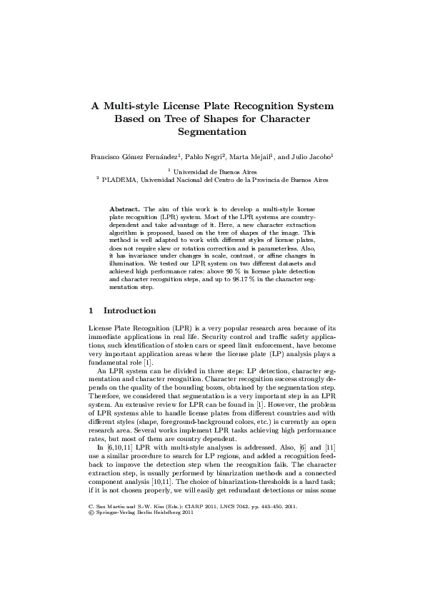 Pdf A Multi Style License Plate Recognition System Based On Tree Of