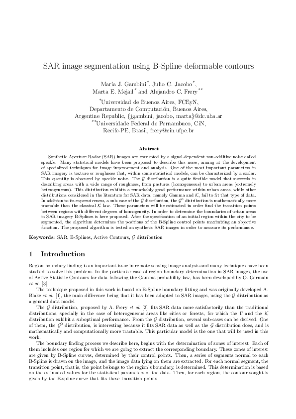 Pdf Sar Image Segmentation Using B Spline Deformable Contours