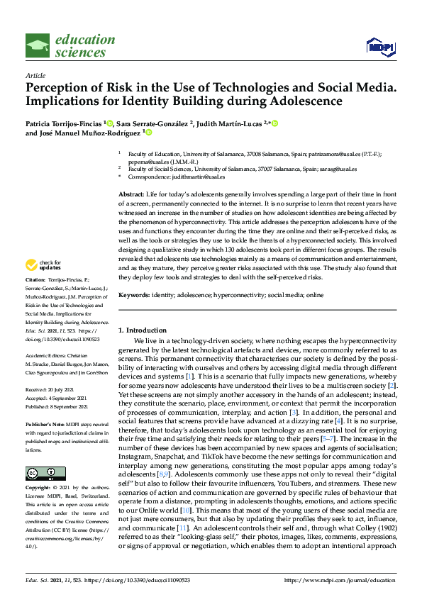 (PDF) Perception of Risk in the Use of Technologies and Social Media ...