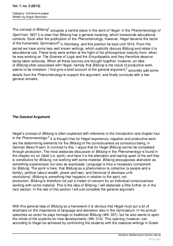(PDF) Alienation, language and freedom. A note on Bildung in Hegel’s ...