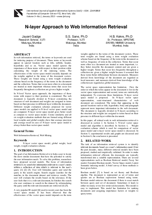 (PDF) N-layer Approach to Web Information Retrieval