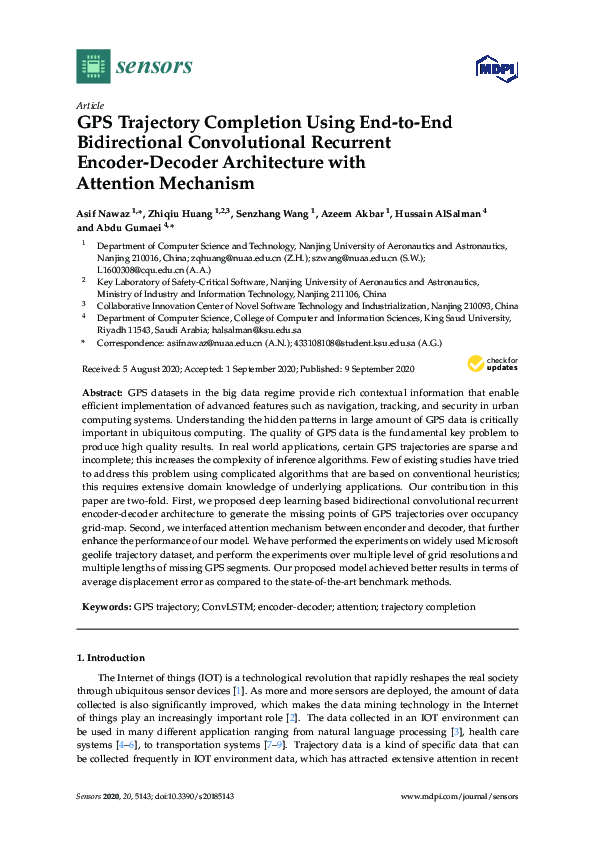 Pdf Gps Trajectory Completion Using End To End Bidirectional