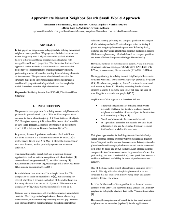 (PDF) Approximate Nearest Neighbor Search Small World Approach