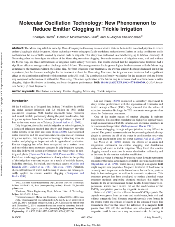 (PDF) Molecular Oscillation Technology: New Phenomenon to Reduce ...
