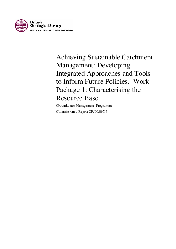 (PDF) Achieving sustainable catchment management : developing ...