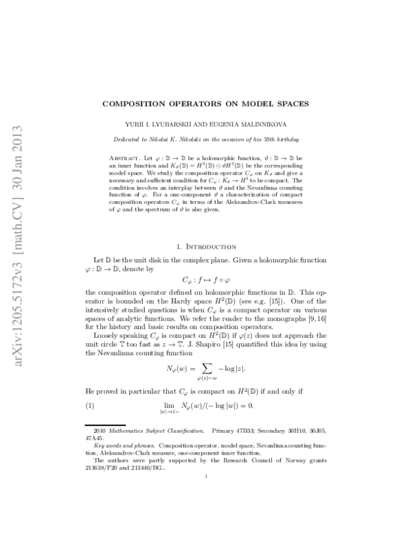 (PDF) Composition operator on model spaces