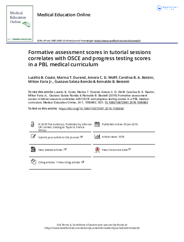 (PDF) Formative assessment scores in tutorial sessions correlates with ...