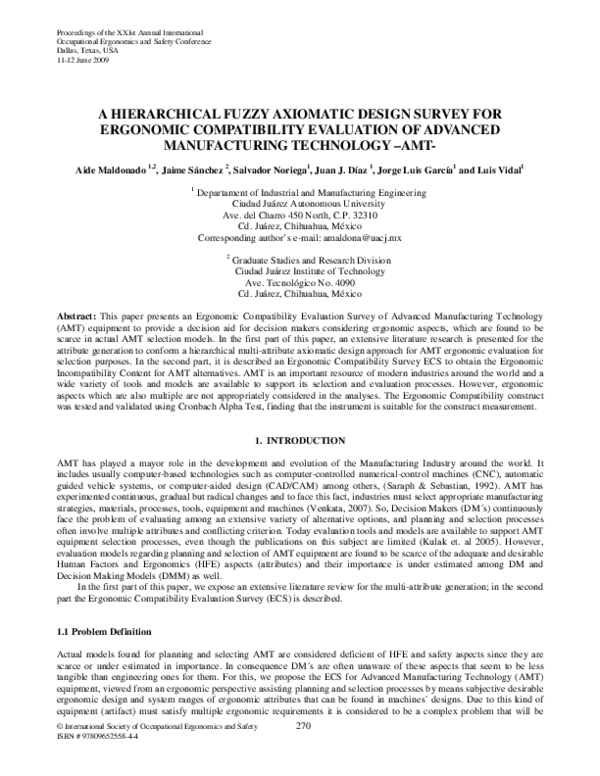 (PDF) A Hierarchical Fuzzy Axiomatic Design Survey for Ergonomic ...