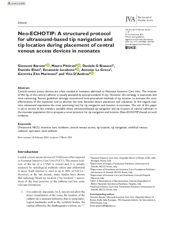 (PDF) Neo-ECHOTIP: A structured protocol for ultrasound-based tip navigation and tip location ...