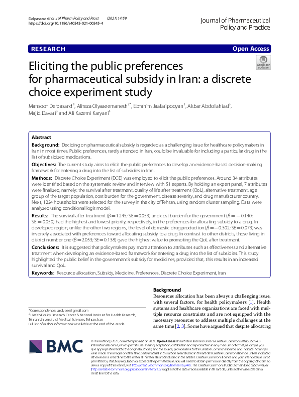 (PDF) Eliciting the public preferences for pharmaceutical subsidy in ...