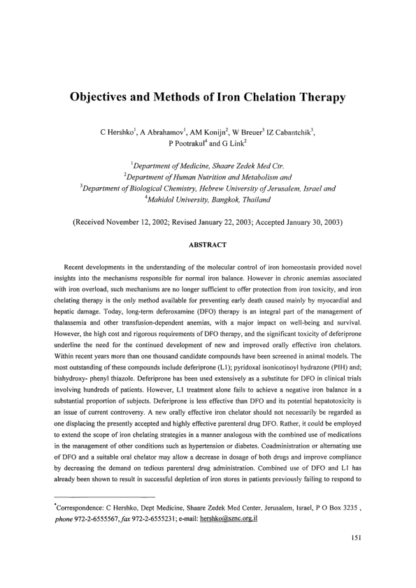 (PDF) Objectives and Methods of Iron Chelation Therapy