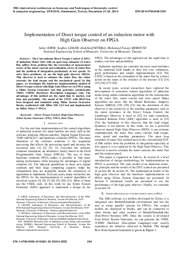 (PDF) Implementation of a Direct Torque Control of an Induction Motor with Sliding Mode Observer ...