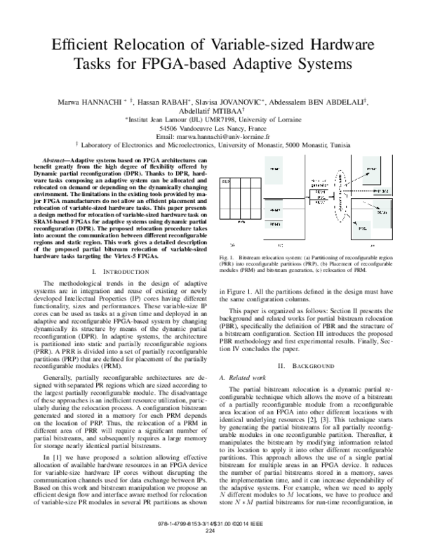 (PDF) Efficient relocation of variable-sized hardware tasks for FPGA-based adaptive systems