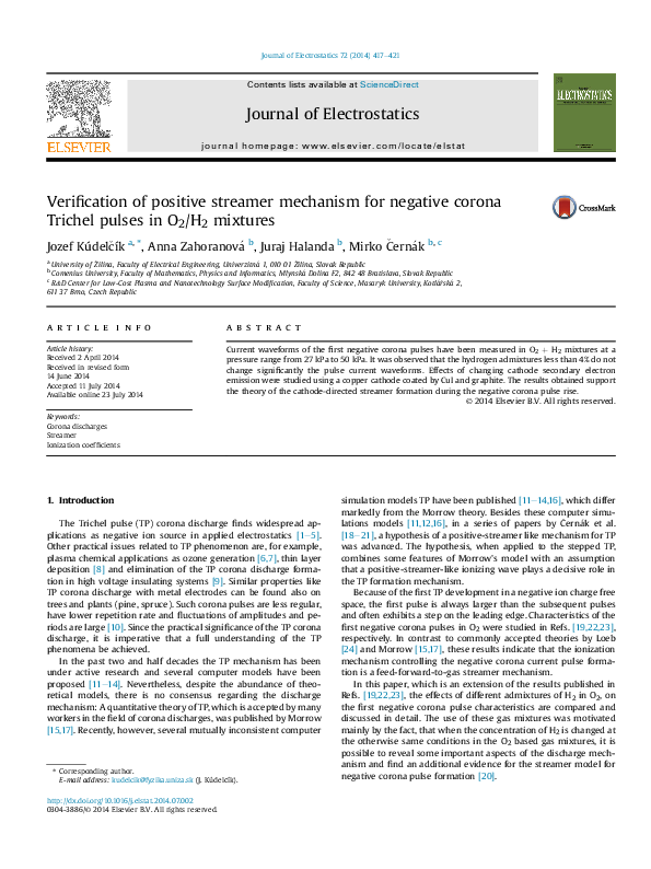 (PDF) Verification of positive streamer mechanism for negative corona ...