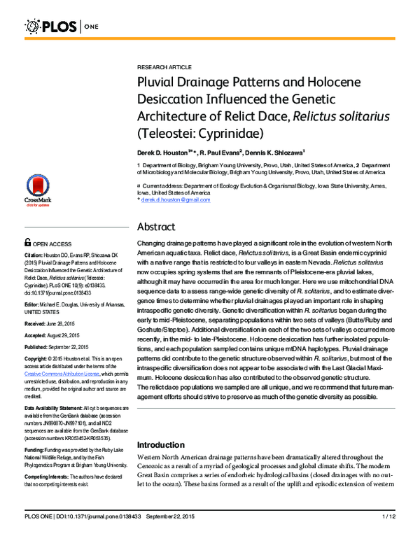 (PDF) Pluvial Drainage Patterns and Holocene Desiccation Influenced the ...