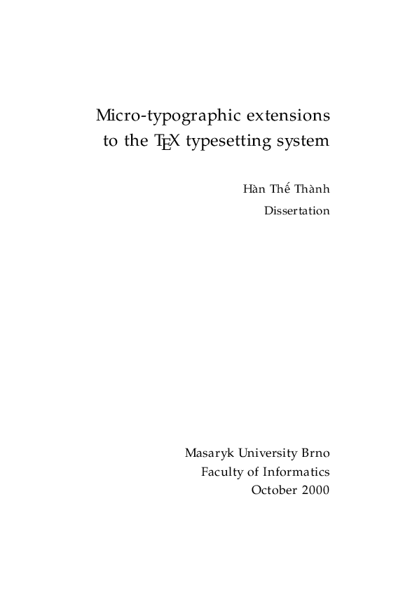 (PDF) Micro-typographic extensions to the TEX typesetting system