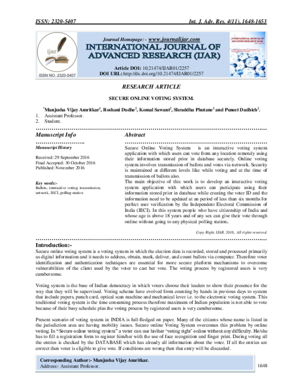 (PDF) Secure online voting system
