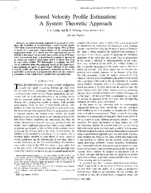(PDF) Sound velocity profile estimation: a system theoretic approach
