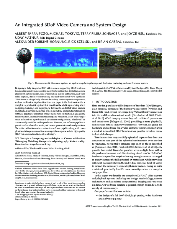 (PDF) An integrated 6DoF video camera and system design
