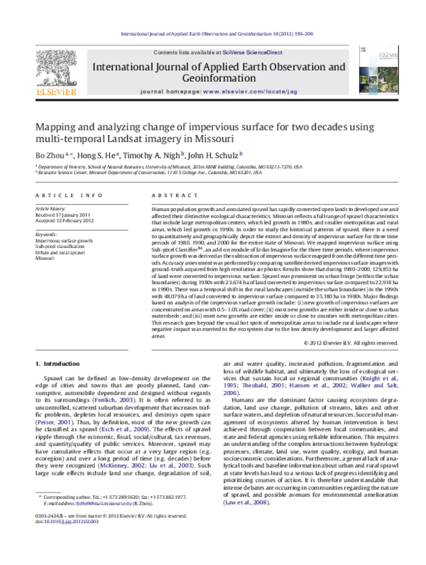 (PDF) Mapping and analyzing change of impervious surface for two decades using multi-temporal ...