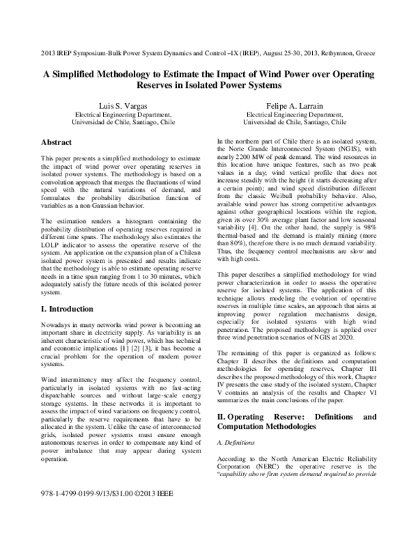 (PDF) A simplified methodology to estimate the impact of wind power ...