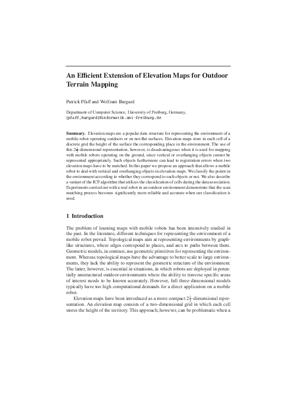 (PDF) An Efficient Extension of Elevation Maps for Outdoor Terrain Mapping